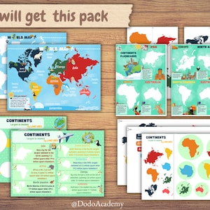 Continents & Oceans Printable Activity and Flashcards Pack World ...