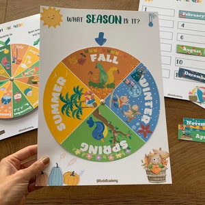 Months and Seasons Wheel Printable Activities Toddler Matching Game ...