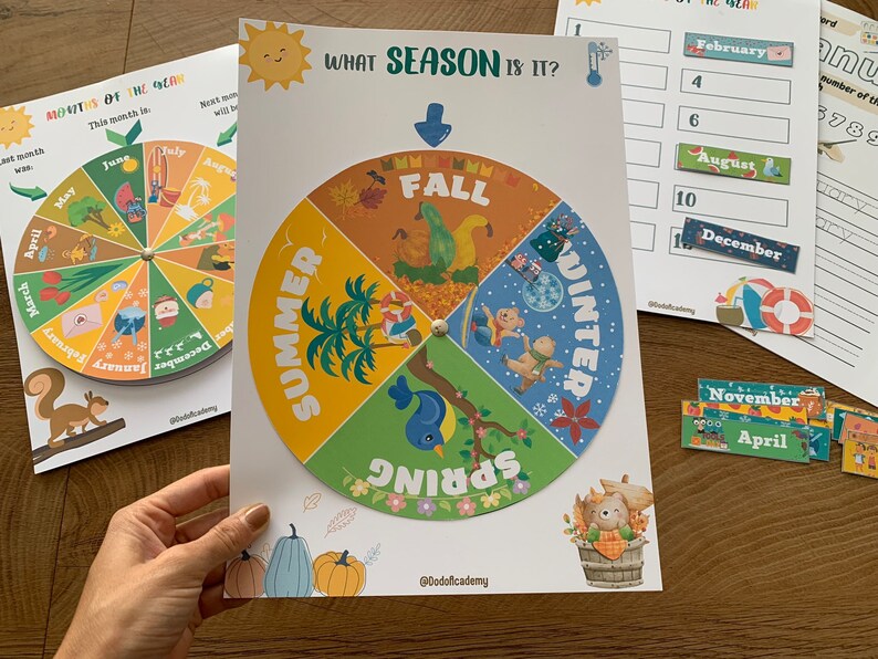 Months and Seasons Wheel Printable Activities Toddler Matching Game ...