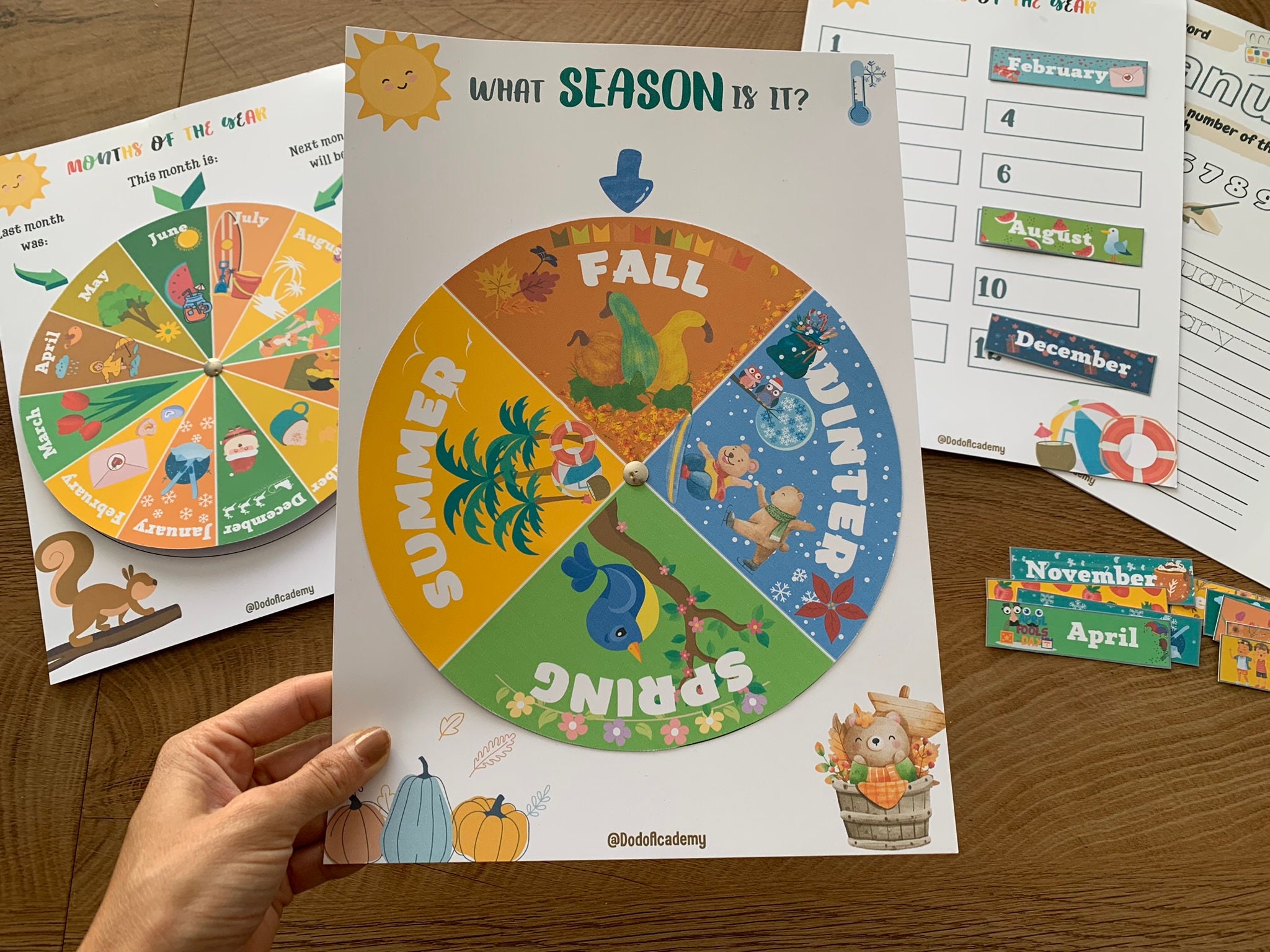 Months and Seasons Wheel Printable Activities Toddler Matching Game ...
