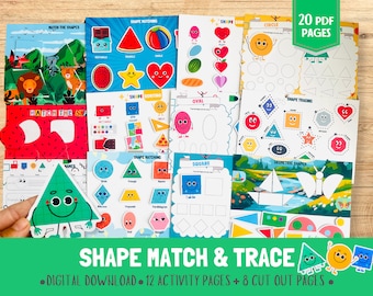 Shapes Matching Activities Shapes Sorting Game, Toddler Busy Book ...