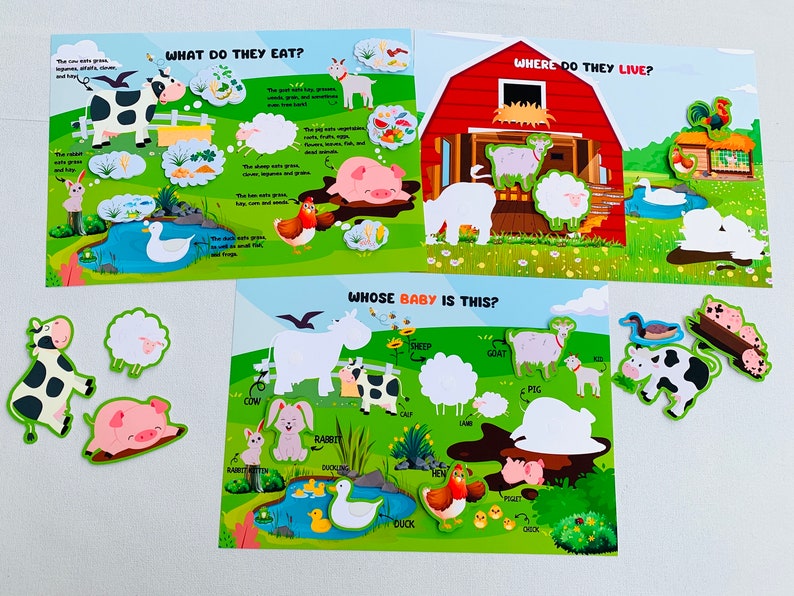 Farm Animals Busy Book: Matching Activity, Montessori Learning (PDF) - Etsy