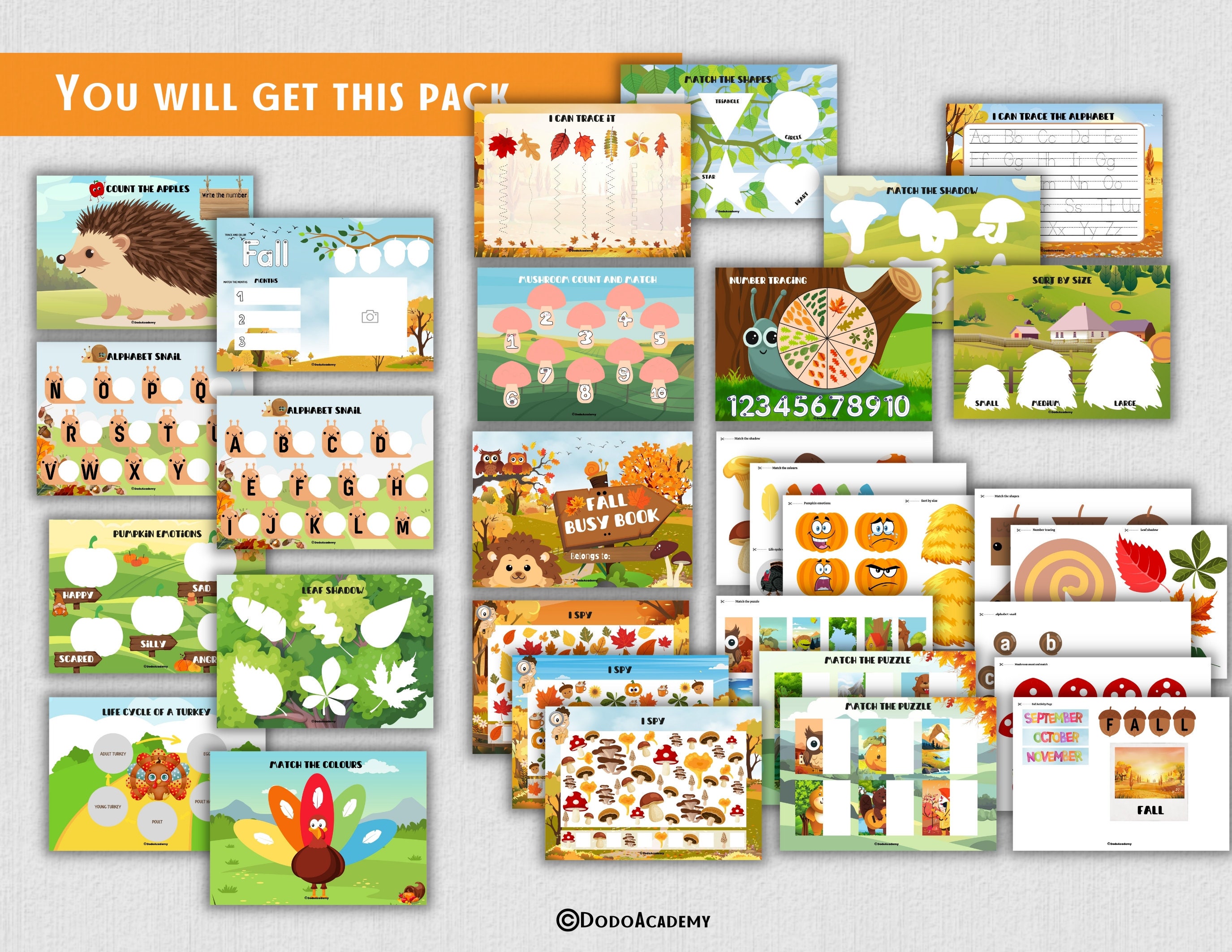 Fall Busy Book Printable Quiet Book Autumn Toddler Busy Book - Etsy