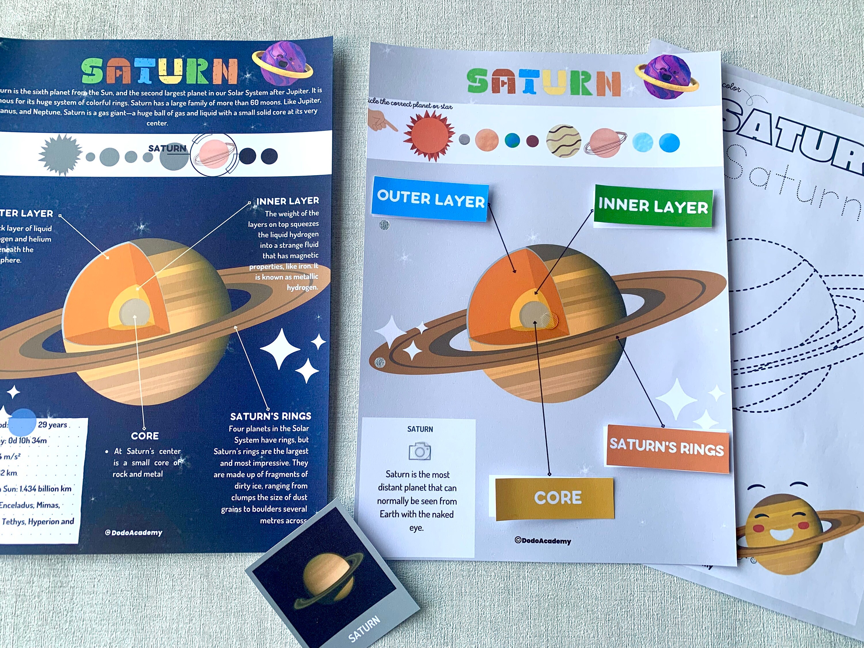 Saturn Activity Pack Solar System Busy Book Pages Outer Space Learning ...