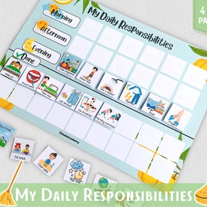 Daily Responsibilities Chore Chart Printable Visual Routine Kids Daily ...