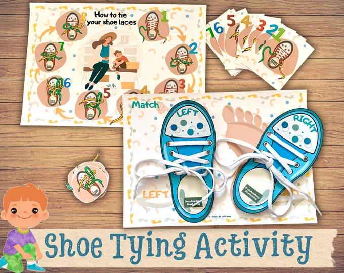Shoe Lacing Practice for Kids Printable Shoe Tying Activity Kid's Fine ...