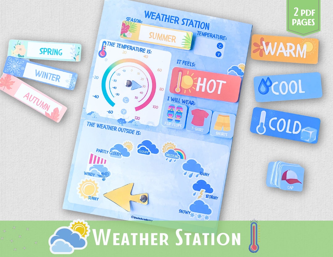 Weather Station Busy Book Pages Weather Chart Learning Binder Preschool ...