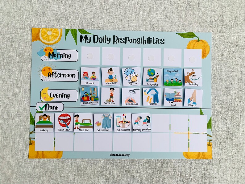 Daily Responsibilities Chore Chart Printable Visual Routine - Etsy