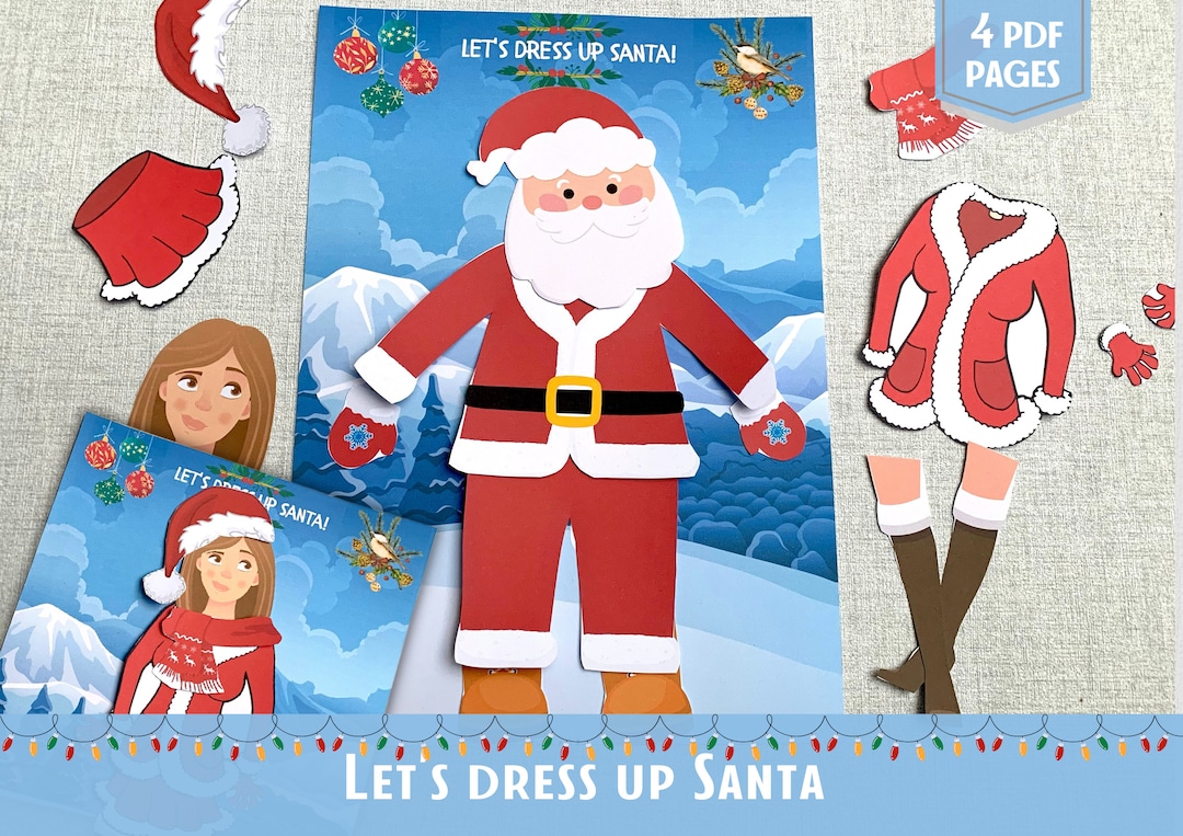 Dress up Santa Paper Doll Christmas Busy Book Winter Indoor Christmas ...