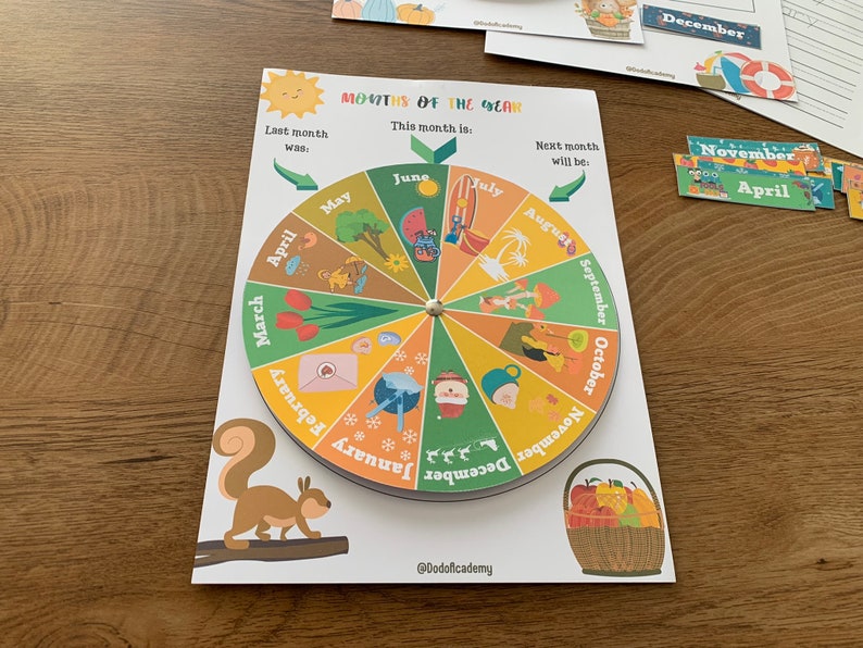 Months and Seasons Wheel Printable Activities Toddler Matching Game ...