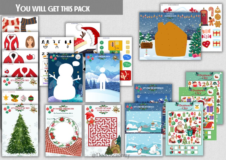 Christmas Busy Book Activity Pack Printable Toddler Christmas - Etsy