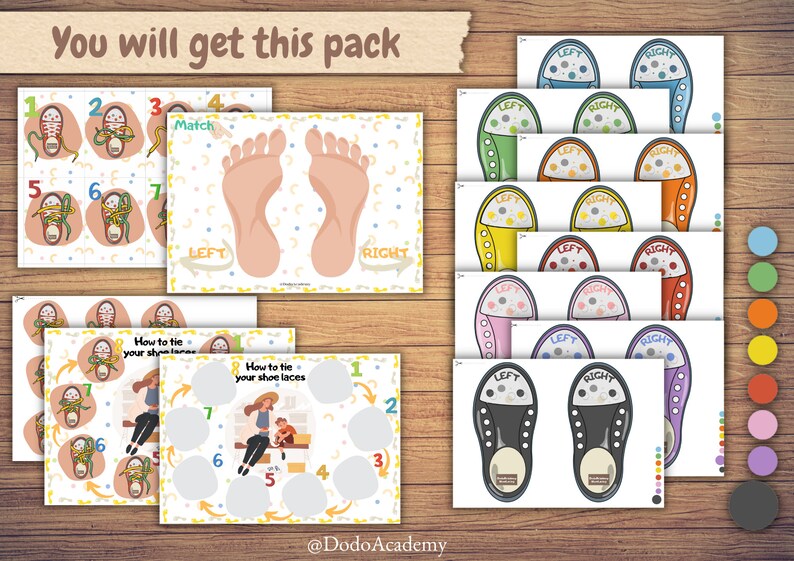 Shoe Tying Practice for Kids Shoe Lacing Cards Fine Motor Life Skills ...