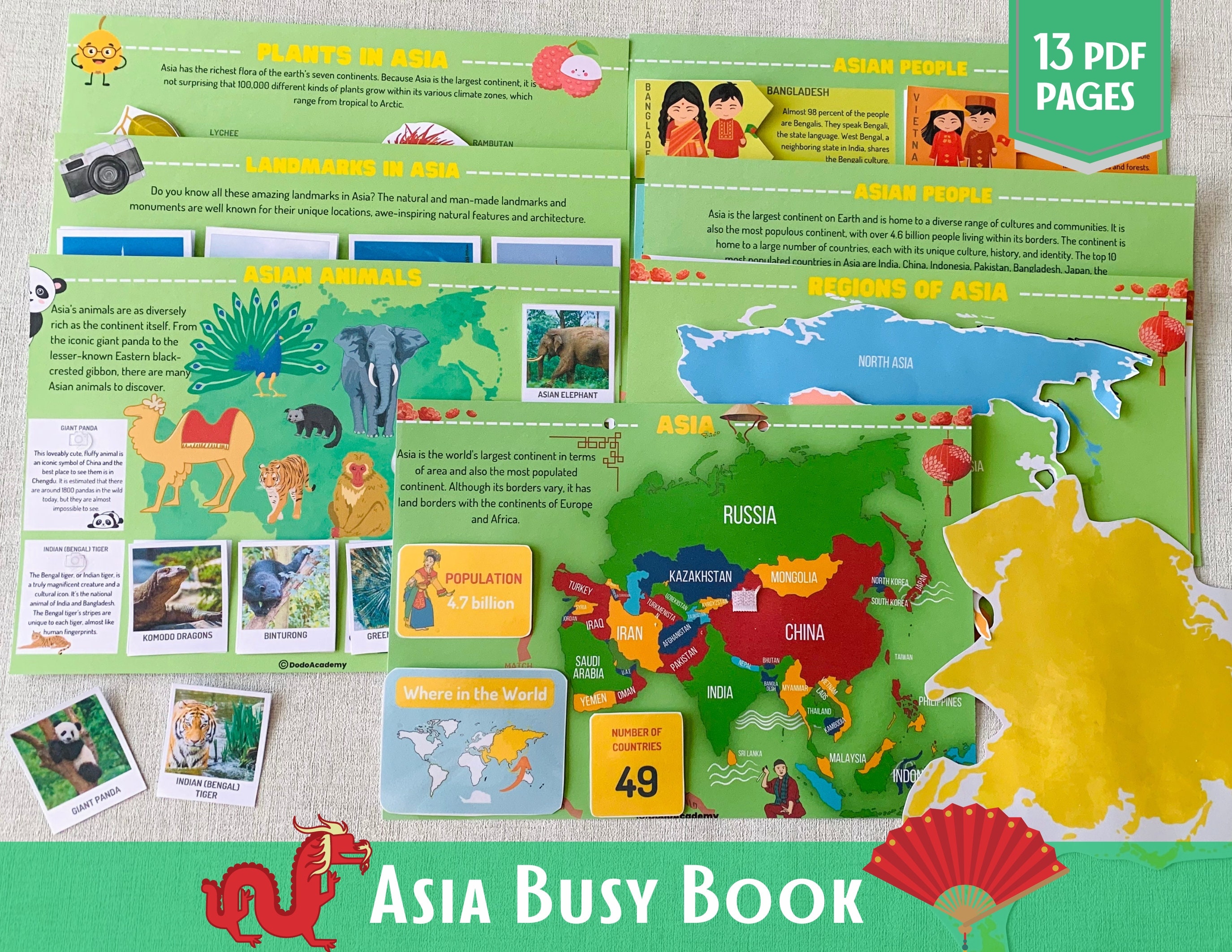 Asia Continents & Oceans Printable Activity Pack World - Etsy