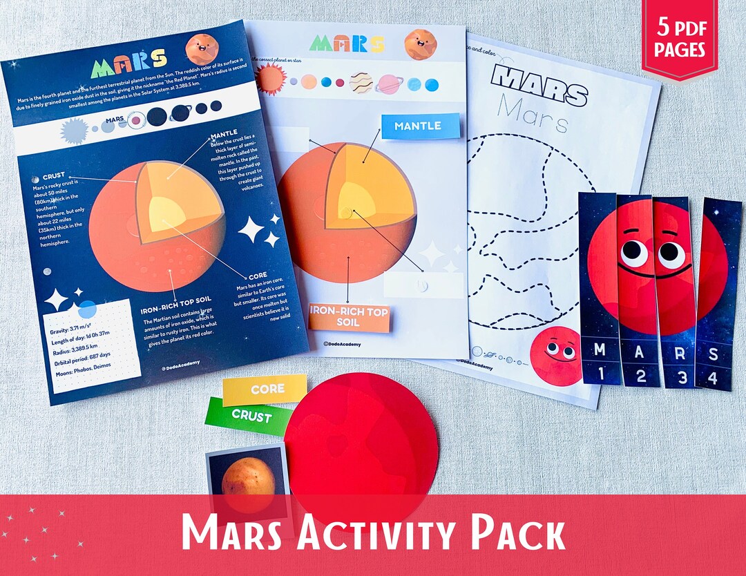 Mars Activity Pack Solar System Busy Book Pages Outer Space Learning ...
