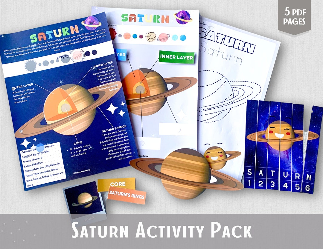 Saturn Activity Pack Solar System Busy Book Pages Outer Space Learning ...