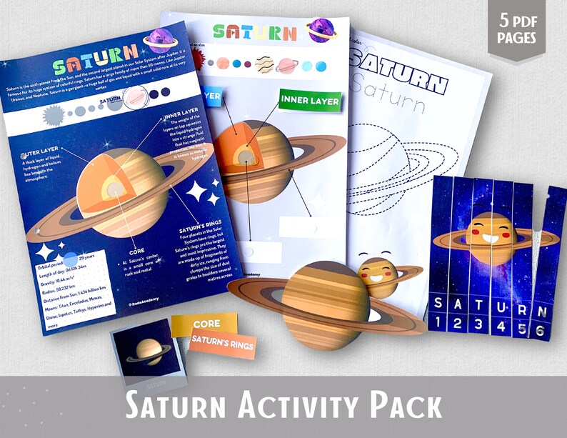 Saturn Activity Pack Solar System Busy Book Pages Outer Space Learning ...