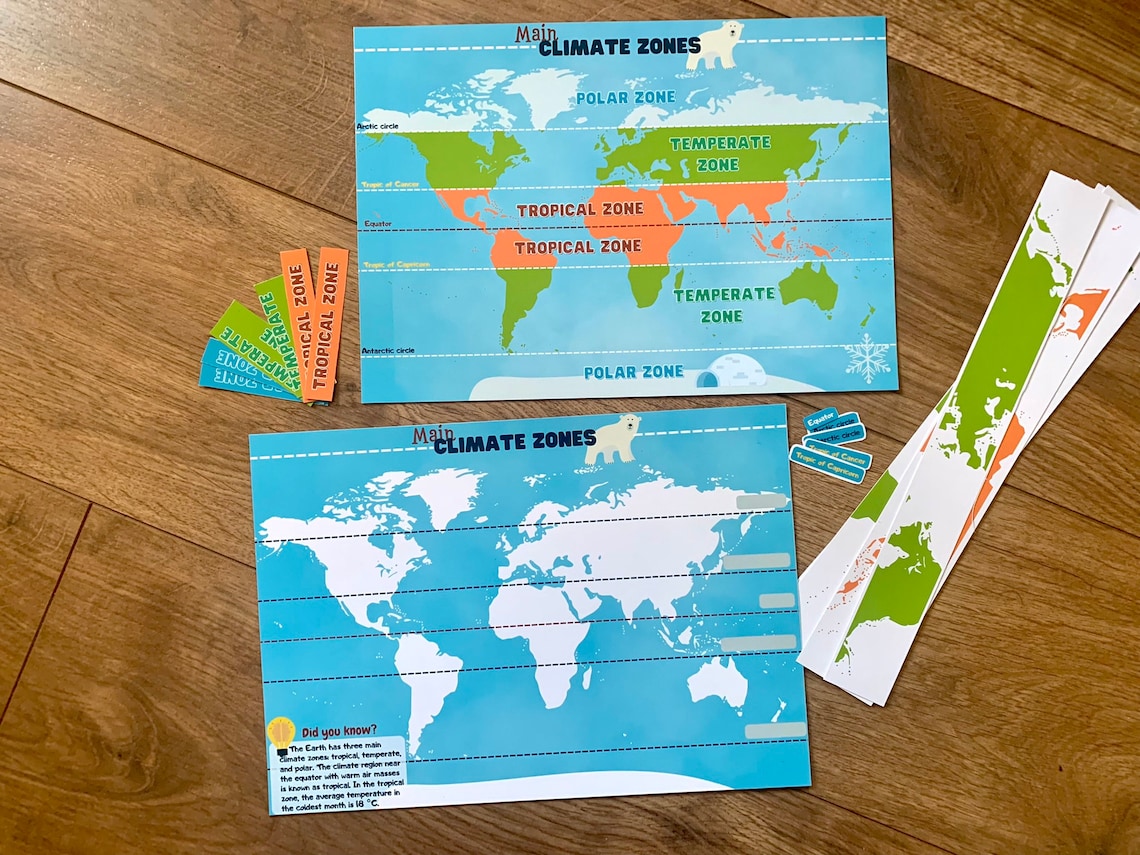 Main Climate Zones Printable Activity Pack World Geography | Etsy
