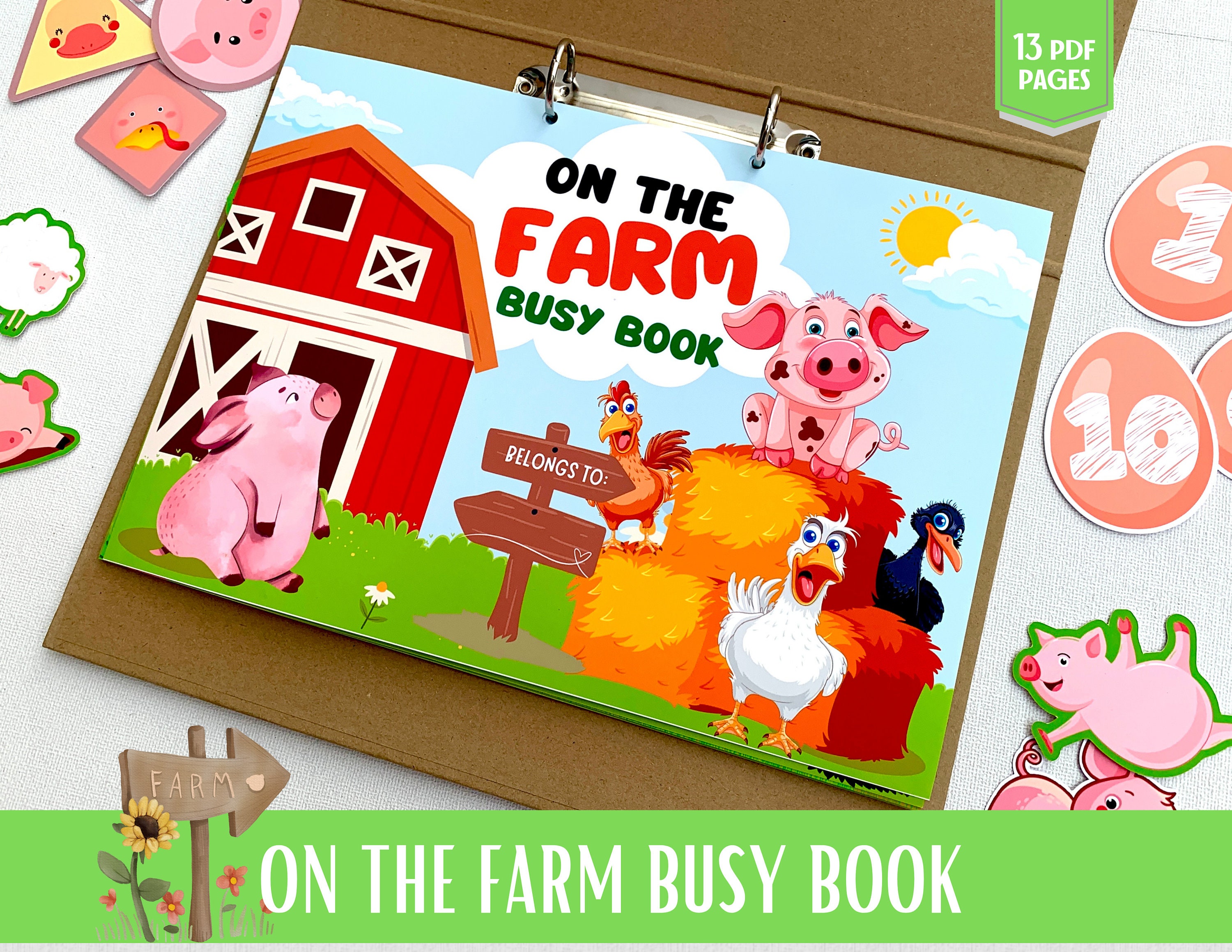 On the Farm Busy Book Animal Matching Activity Printable Toddler Quiet ...