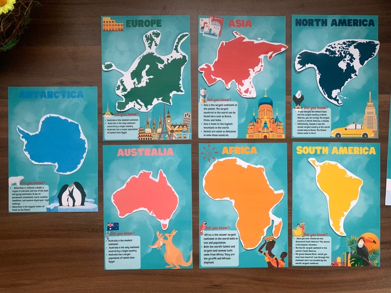 Continents & Oceans Printable Activity and Flashcards Pack World ...