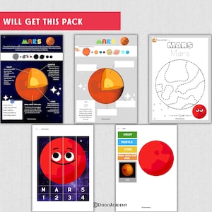 Mars Activity Pack Solar System Busy Book Pages Outer Space Learning ...