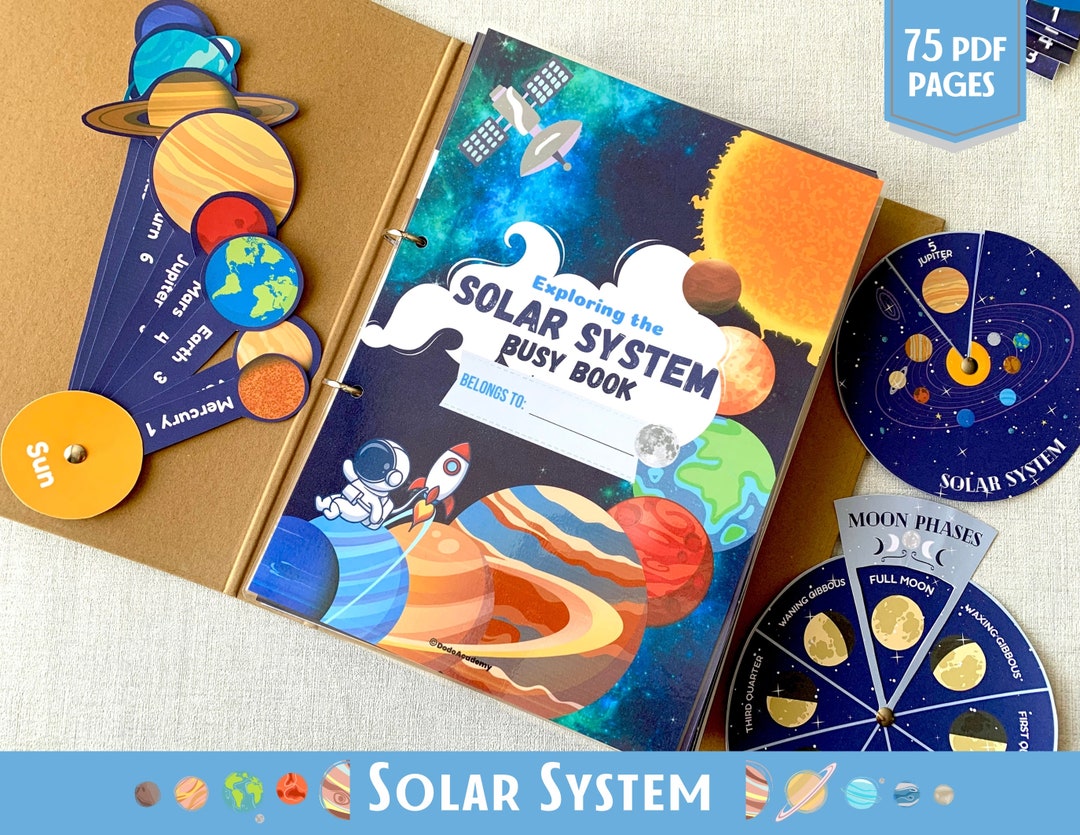 Solar System Busy Book Outer Space Flash Cards Astronomy Learning ...