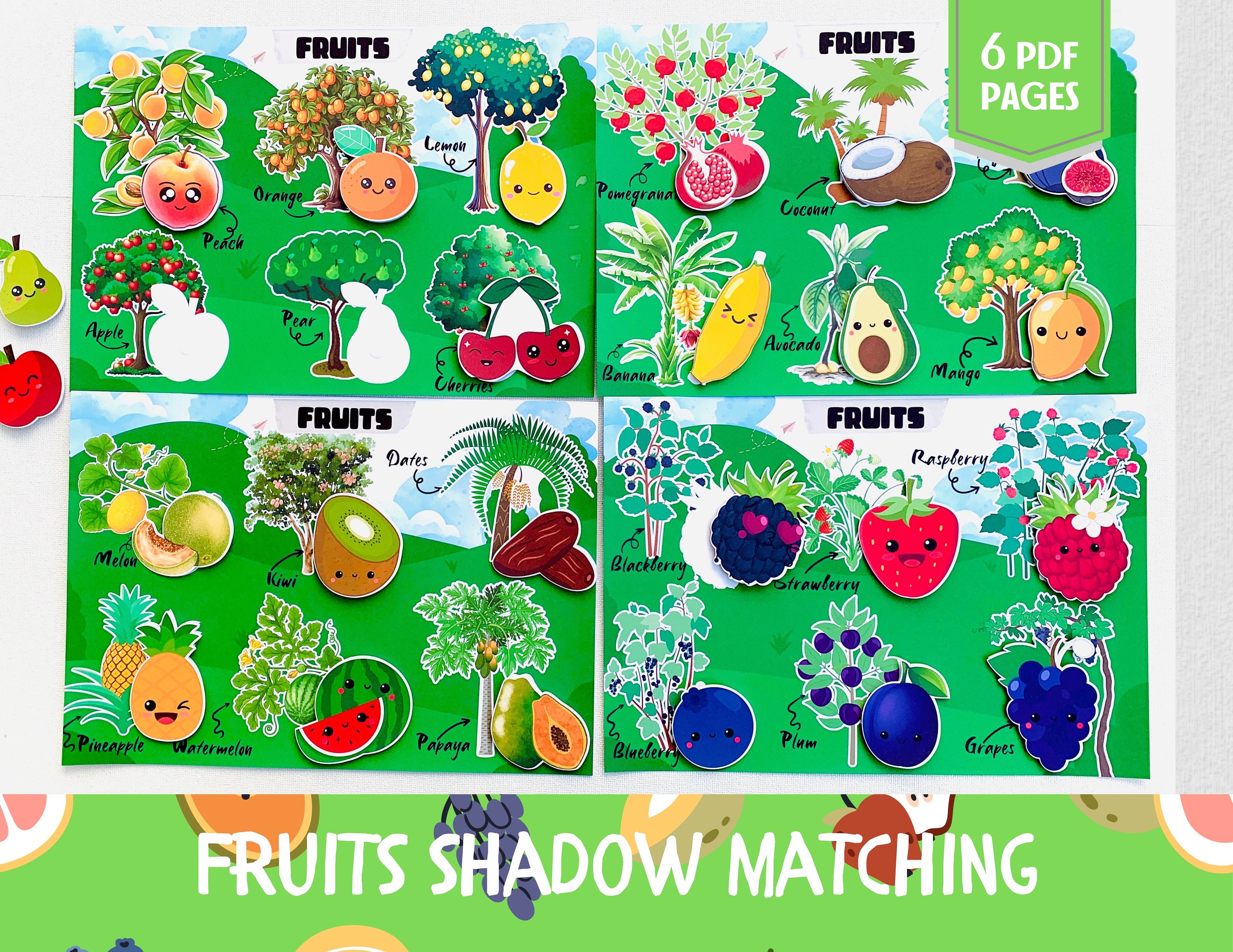 Fruits Sorting Worksheet Fruits and Vegetable Shadow Matching Activity ...