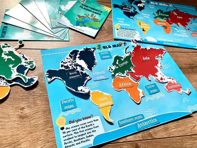 Continents & Oceans Printable Activity and Flashcards Pack World ...