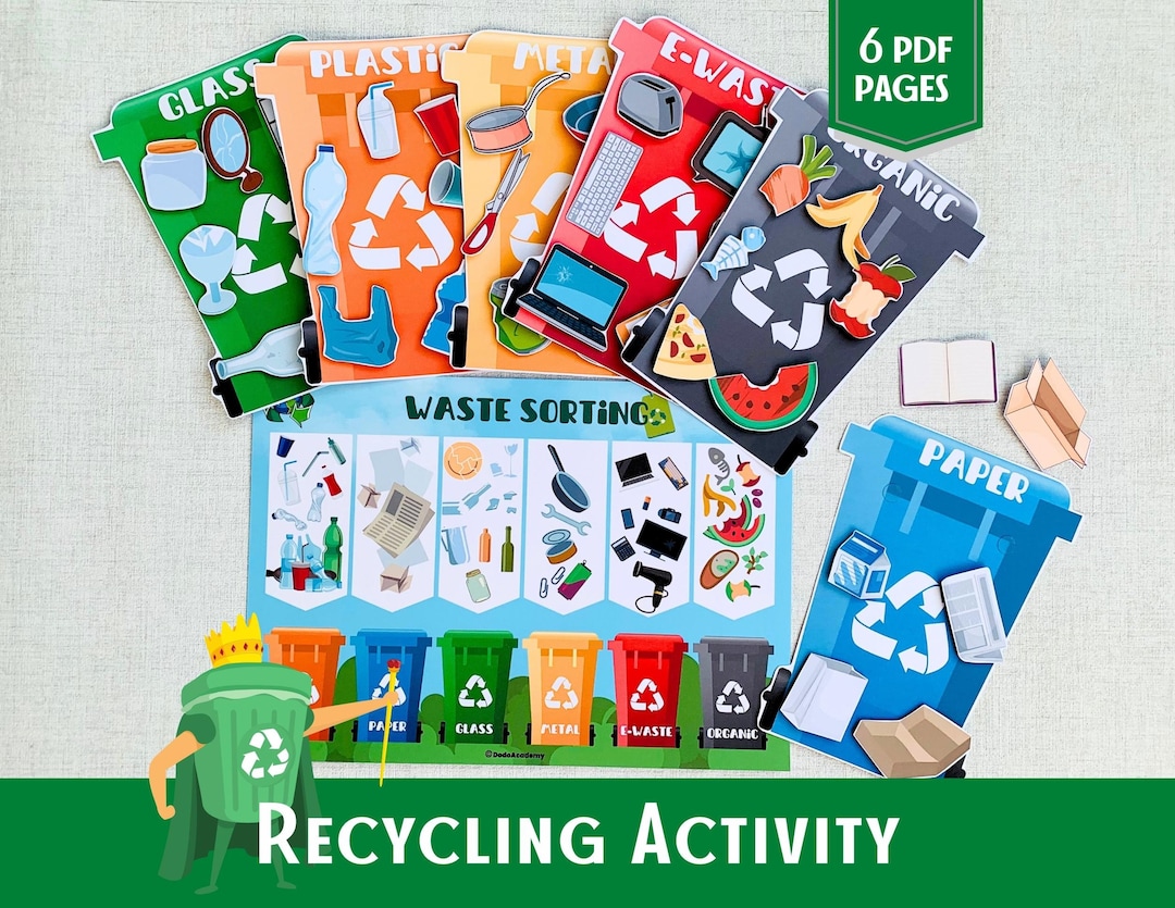 Waste Sorting Activity Recycling Game Earth Day Printable Garbage Sorting Game Preschool ...