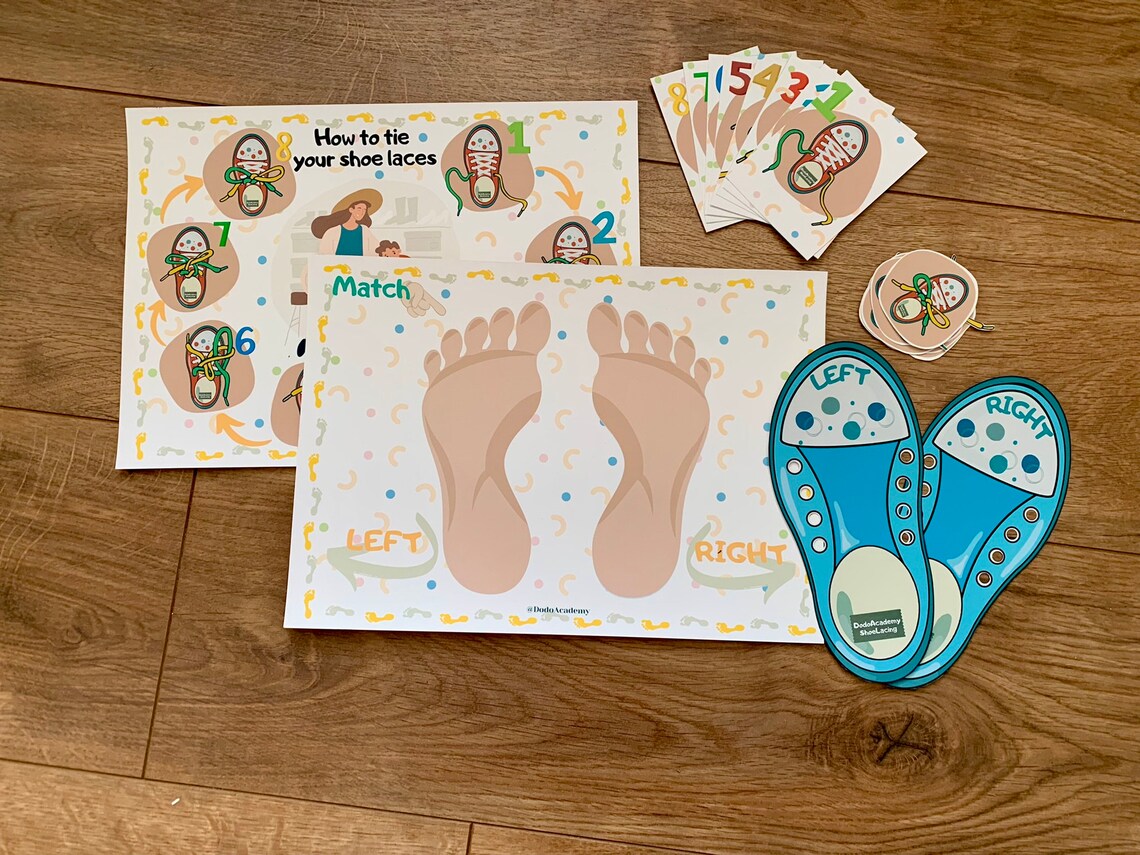 Shoe Tying Practice for Kids Shoe Lacing Cards Fine Motor Life - Etsy