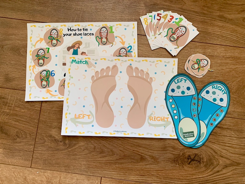 Shoe Tying Practice for Kids Shoe Lacing Cards Fine Motor Life Skills ...