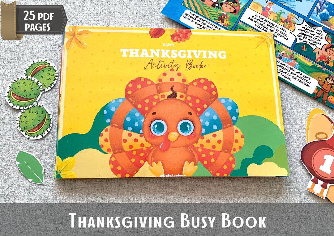 Thanksgiving Busy Book Printable Build a Turkey Kid Craft Fall Activity ...