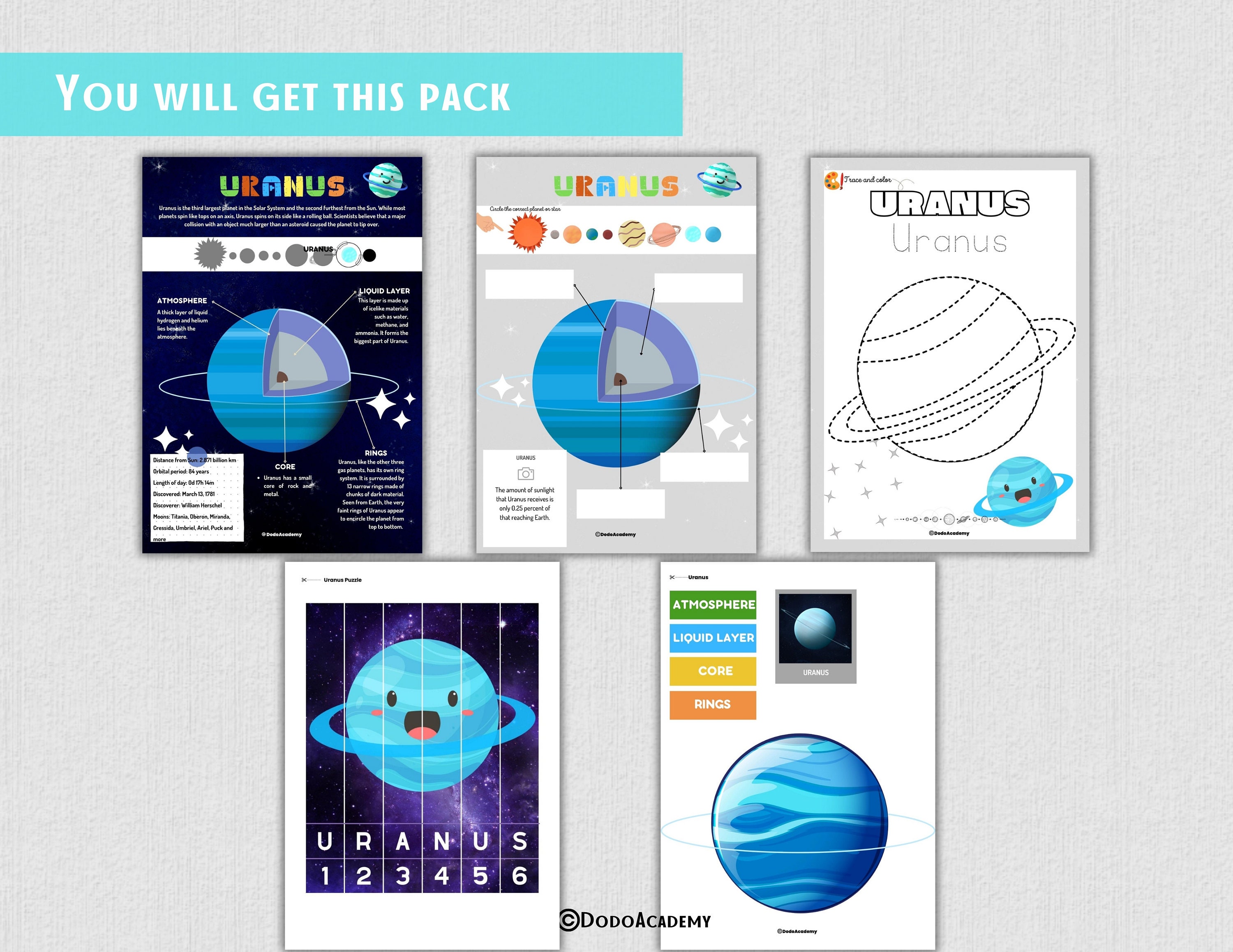 Uranus Activity Pack: Solar System Learning Binder (PDF) - Etsy