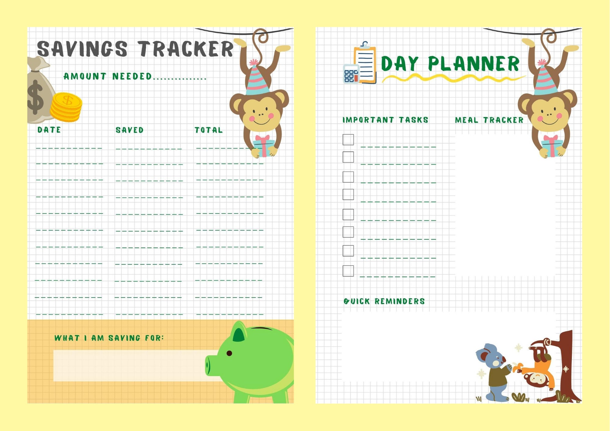 Planner for Kids Bundle Kit Printable Daily Monthly Weekly Study ...