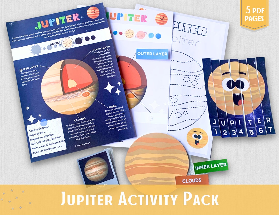 Jupiter Activity Pack Solar System Busy Book Pages Outer Space Learning ...