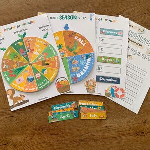 Months and Seasons Wheel Printable Activities Toddler Matching Game ...