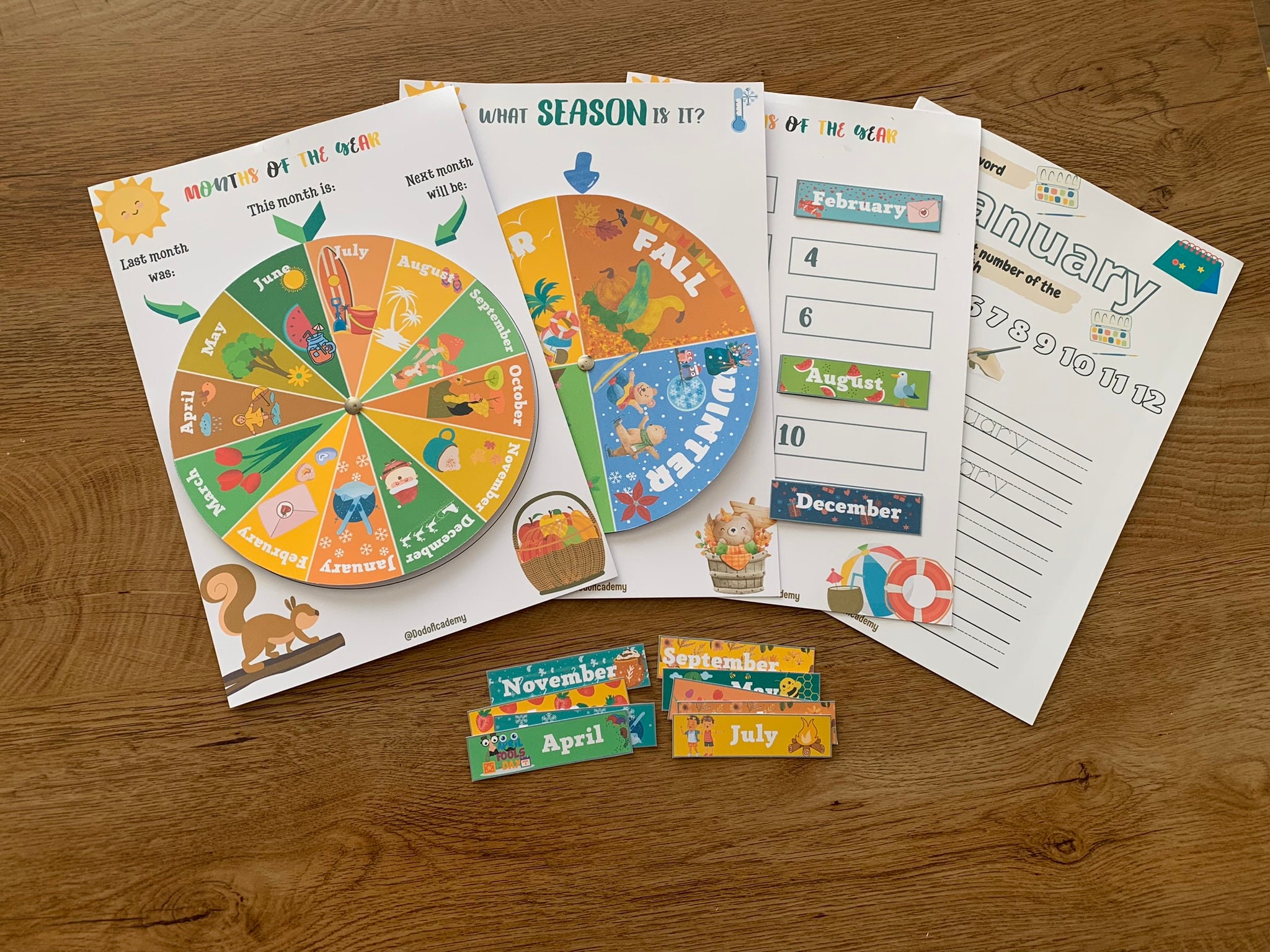 Months and Seasons Wheel Printable Activities Toddler Matching Game ...