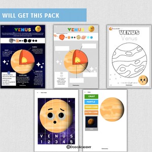 Venus Activity Pack Solar System Busy Book Pages Outer Space Learning ...