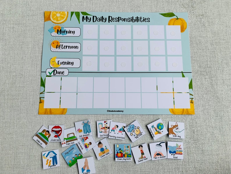 Daily Responsibilities Chore Chart Printable Visual Routine Kids Daily ...