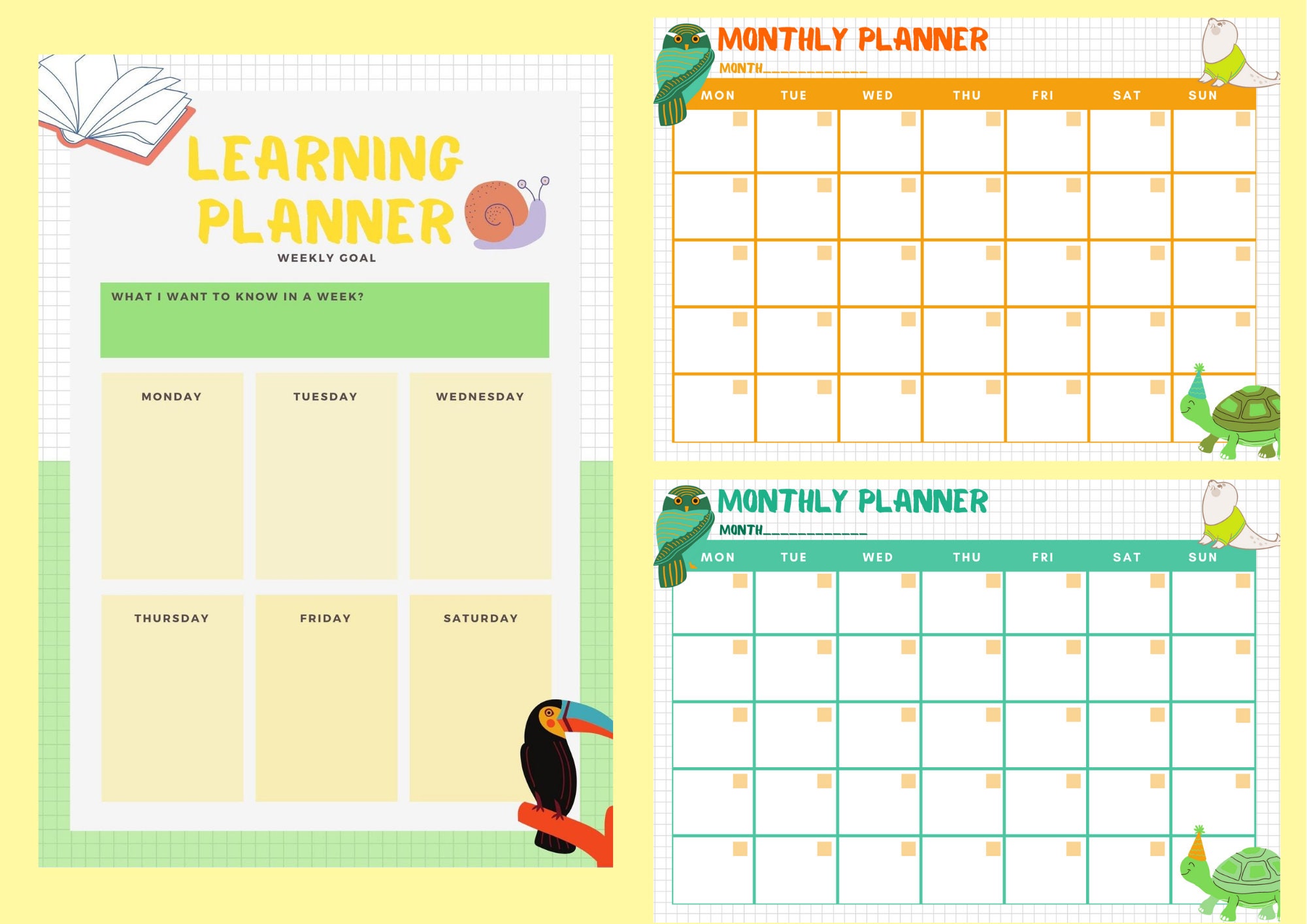 Planner for Kids Bundle Kit Printable Daily Monthly Weekly Study ...