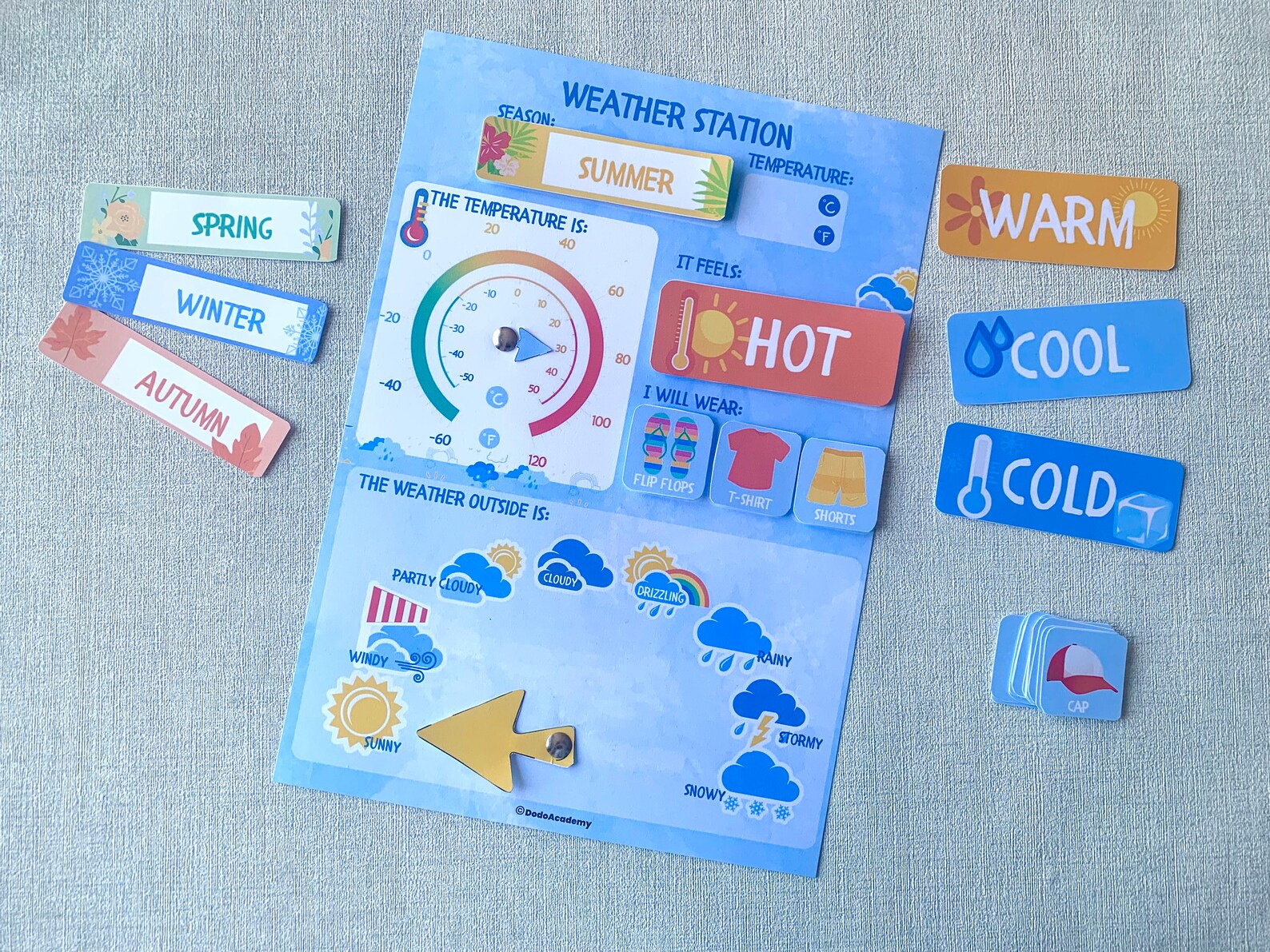 Weather Station Weather Chart Learning Binder Weather Wheel Flash Cards ...