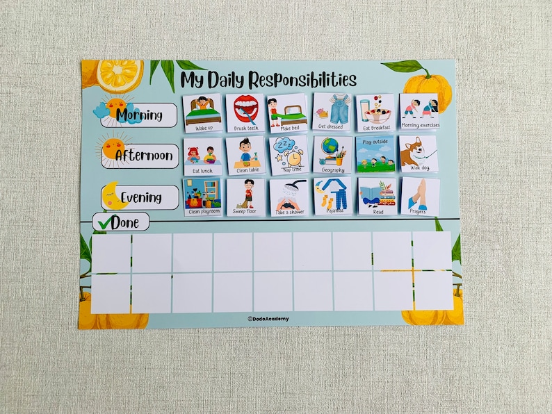 Daily Responsibilities Chore Chart Printable Visual Routine - Etsy