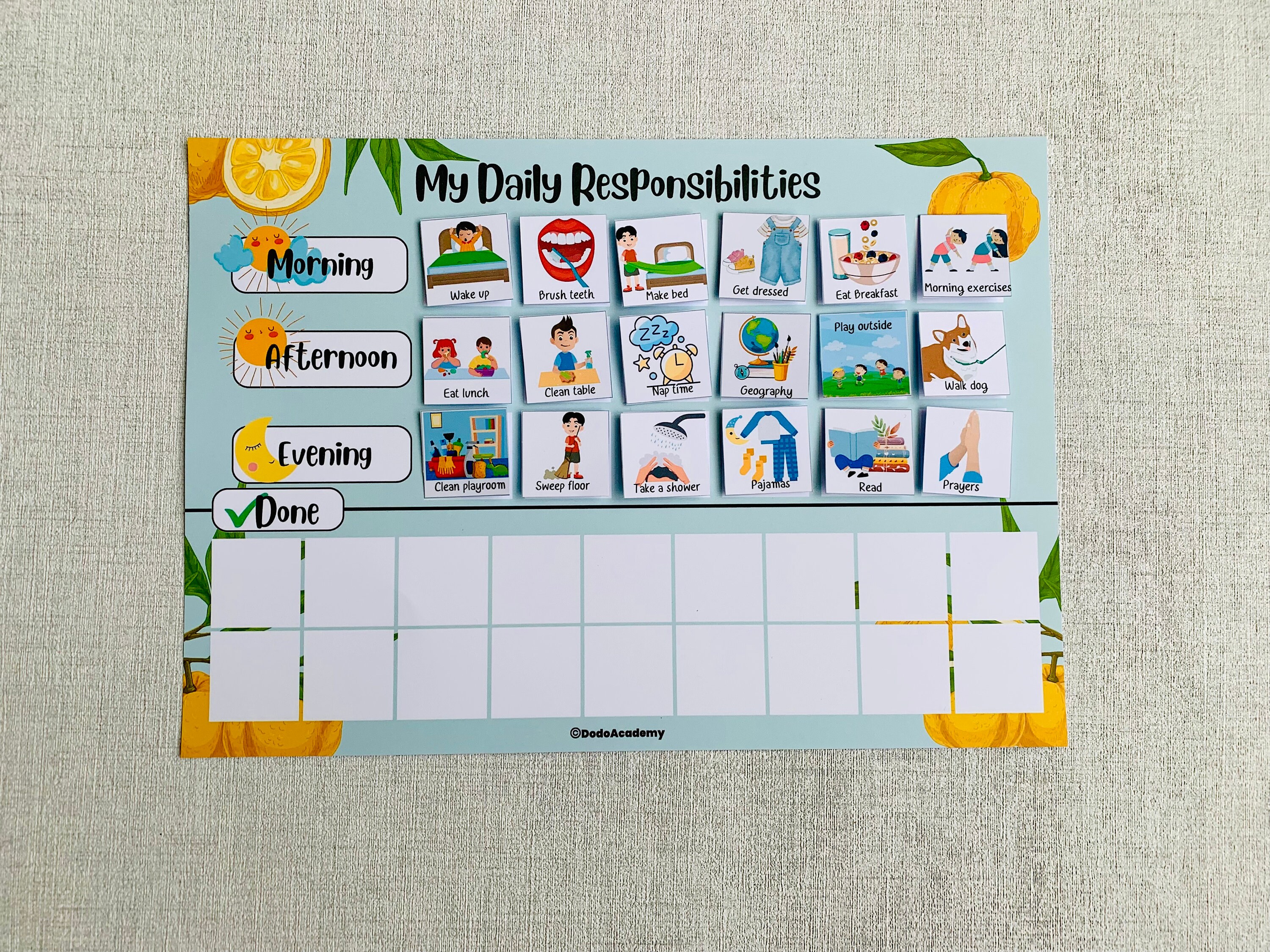 Daily Responsibilities Chore Chart Printable Visual Routine Kids Daily ...