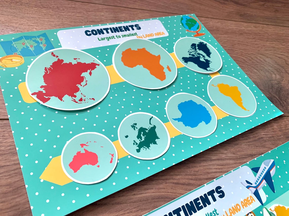 Continents & Oceans Printable Activity and Flashcards Pack - Etsy