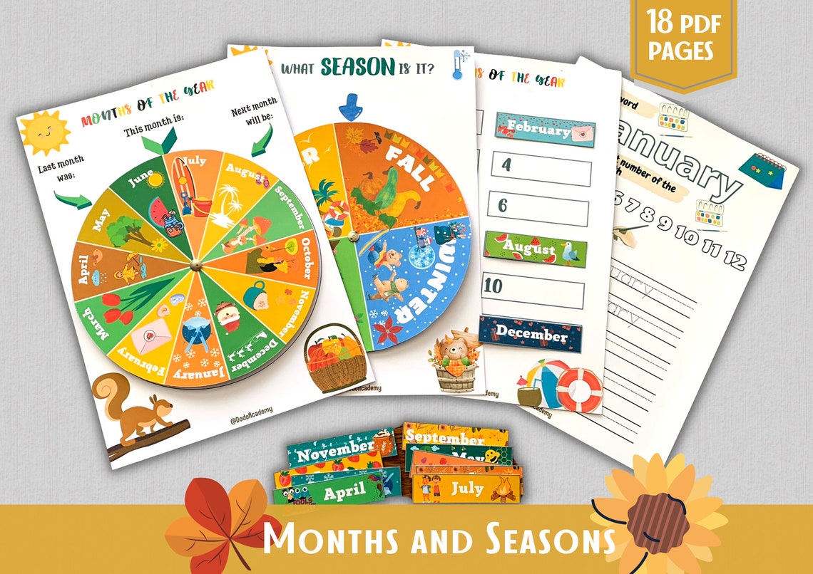 Months and Seasons Wheel Printable Activities Toddler Matching - Etsy