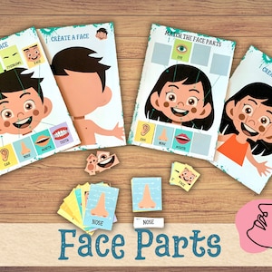 Face Parts Learning Activity Flashcards Human Anatomy Preschool ...
