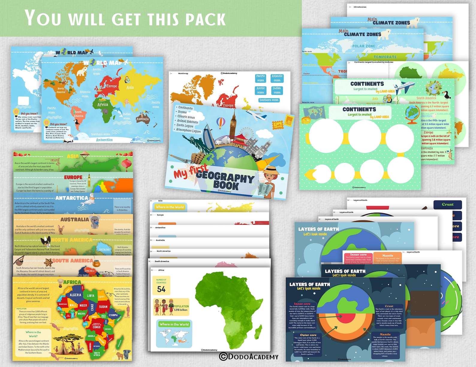 Geography Busy Book: Continents, Oceans, and Animal Habitats (printable ...
