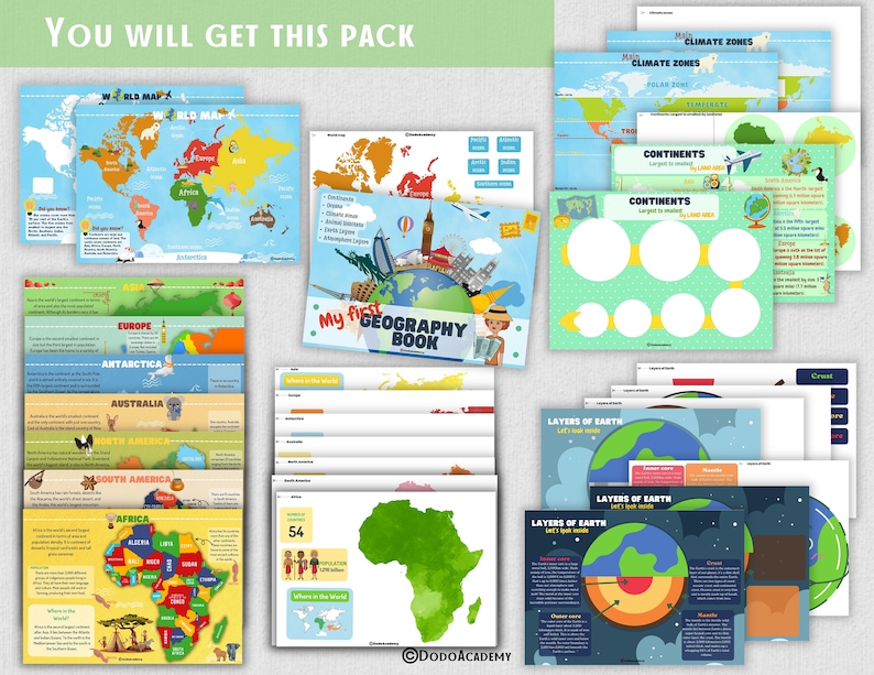 Geography Busy Book: Continents, Oceans, and Animal Habitats (printable ...