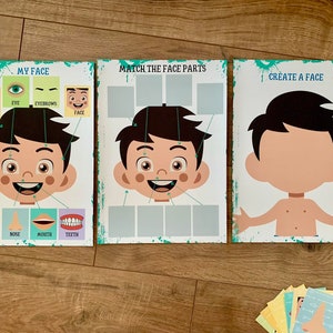 Face Parts Learning Activity Flashcards Human Anatomy Preschool ...