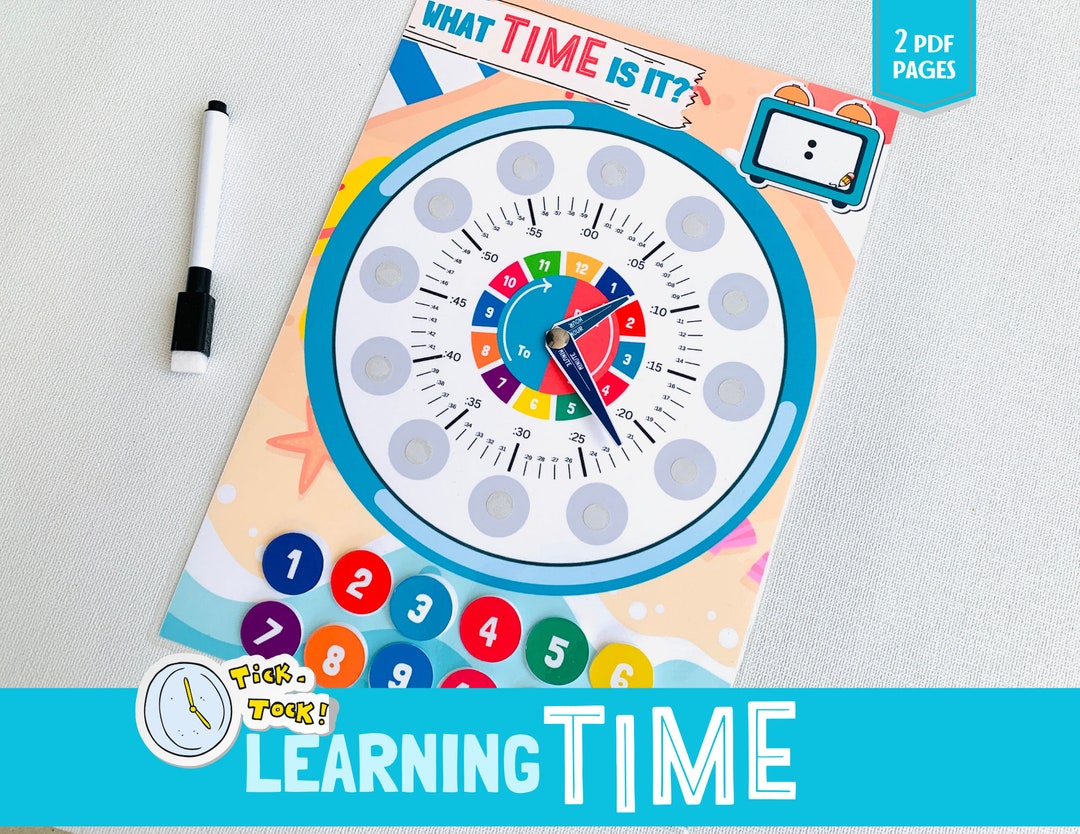 Learning Time Printable Activity Clock Educational Material Toddler ...