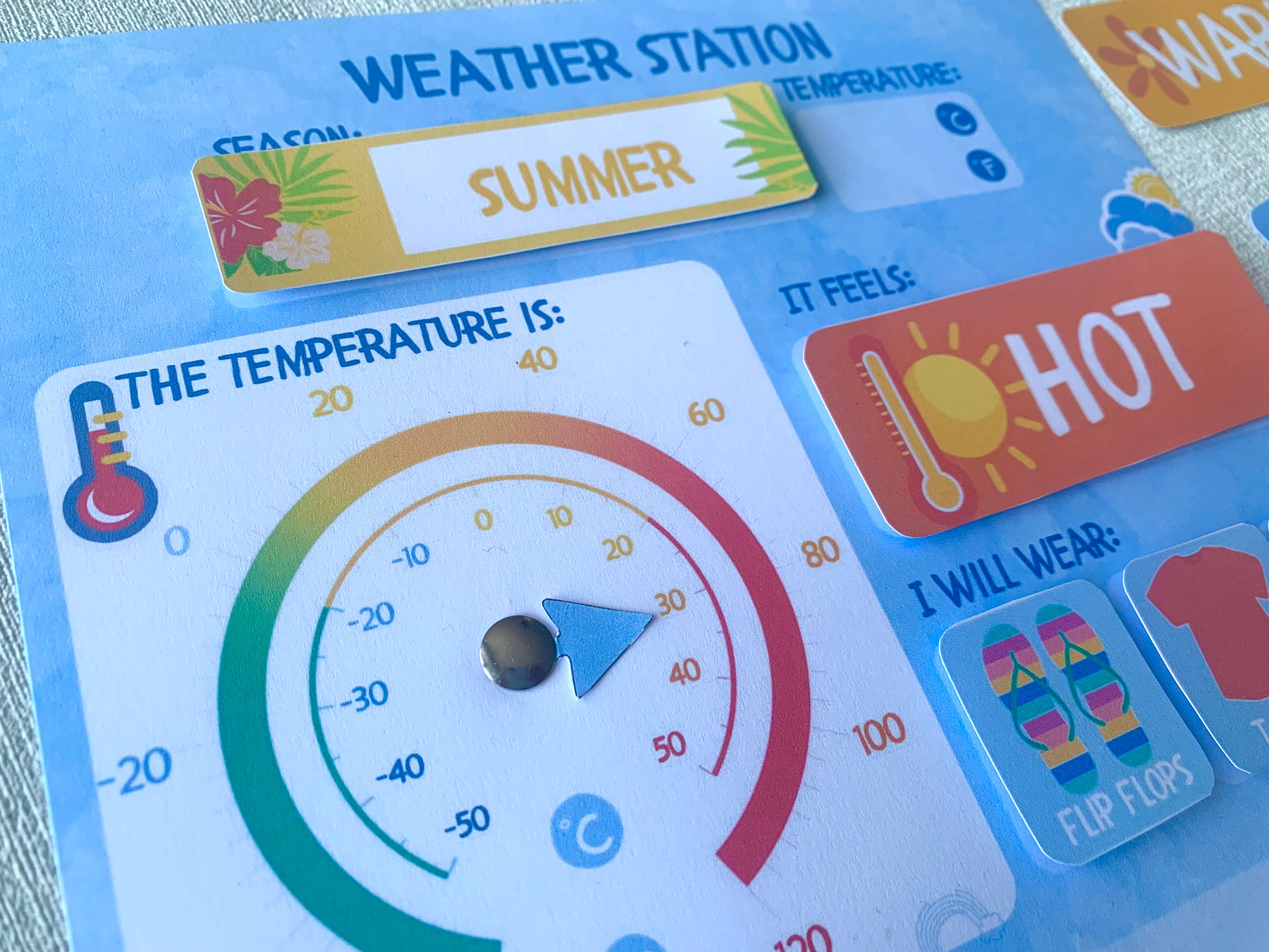 Weather Station Weather Chart Learning Binder Weather Wheel Flash Cards ...